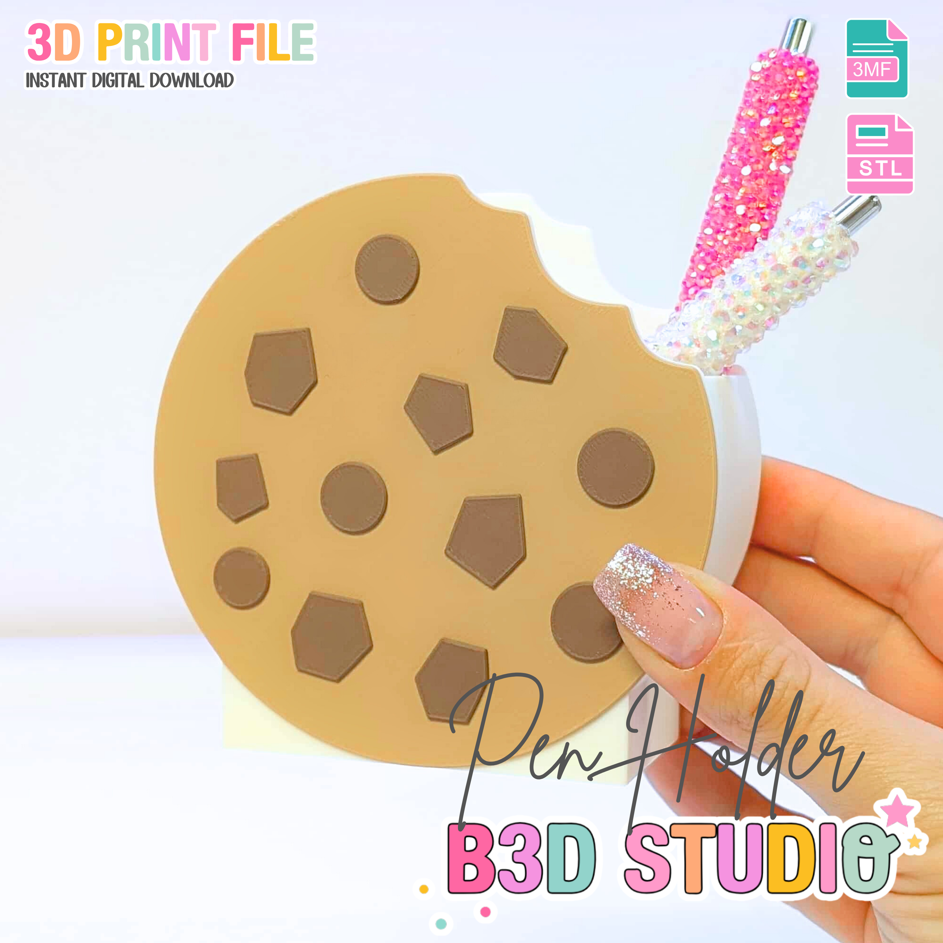 Cookie Pen Holder: 3D Print STL & 3MF File (Digital Download) – B3D Studio