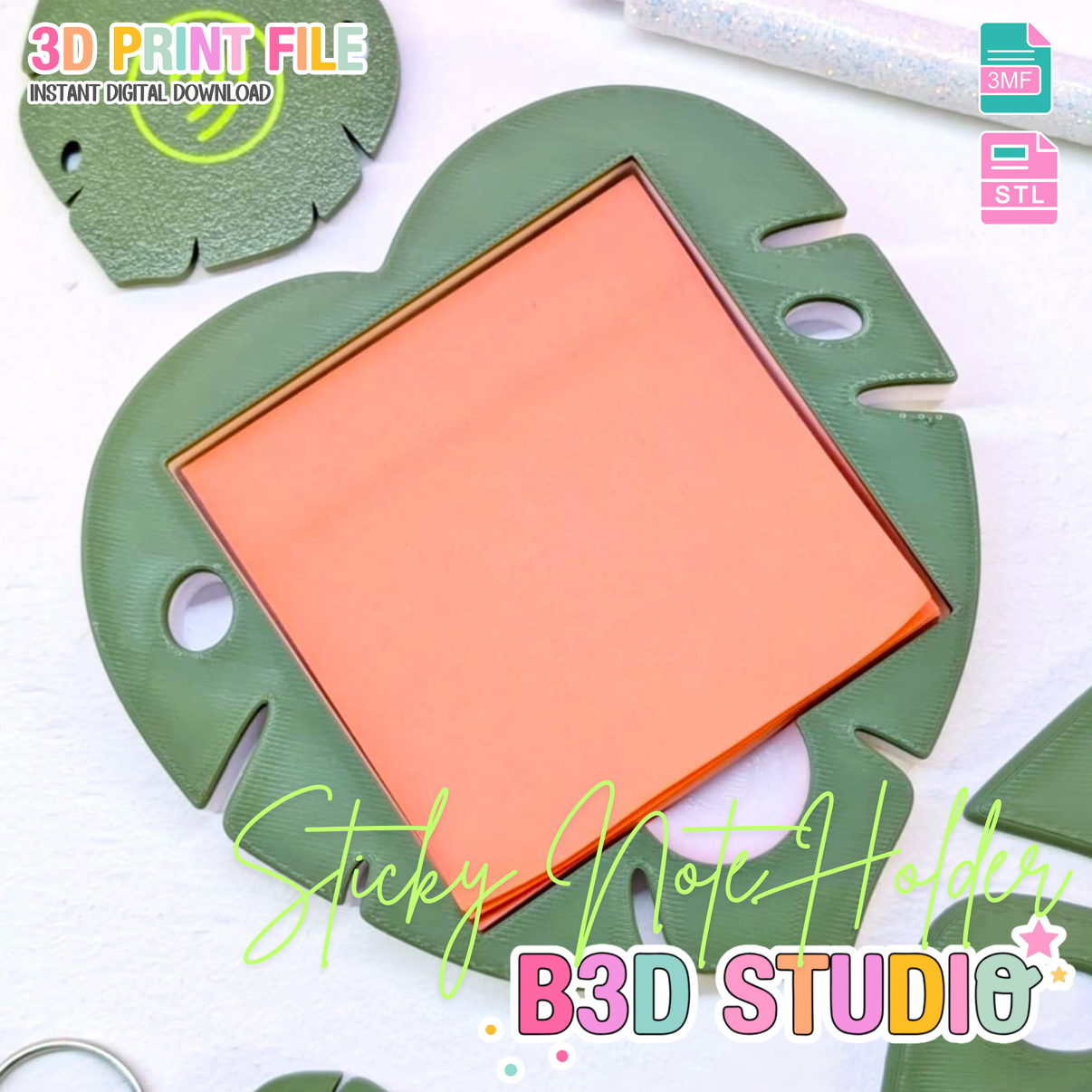 Monstera Sticky Note Holder - STL & 3MF - Digital Download – B3D Studio